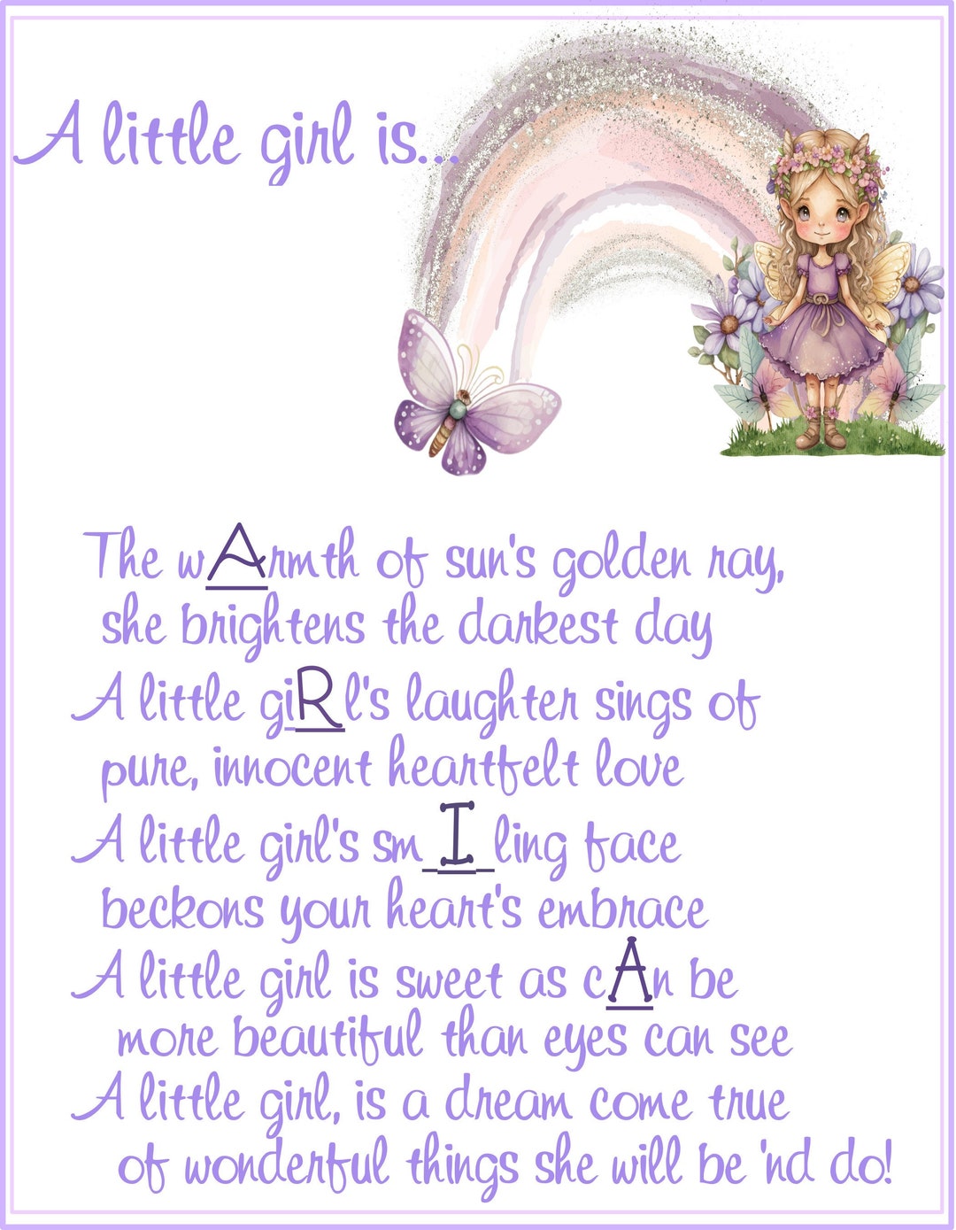 This Little Girl is | Name Poem in Rhyme | Baby Nursery Child's Room ...