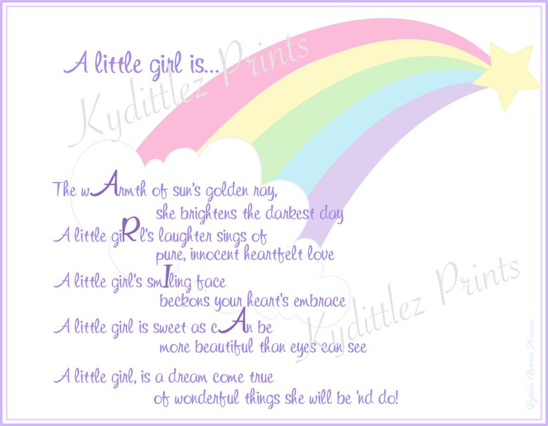 This Little Girl is Name Poem in Rhyme Baby Nursery Child's Room Wall ...