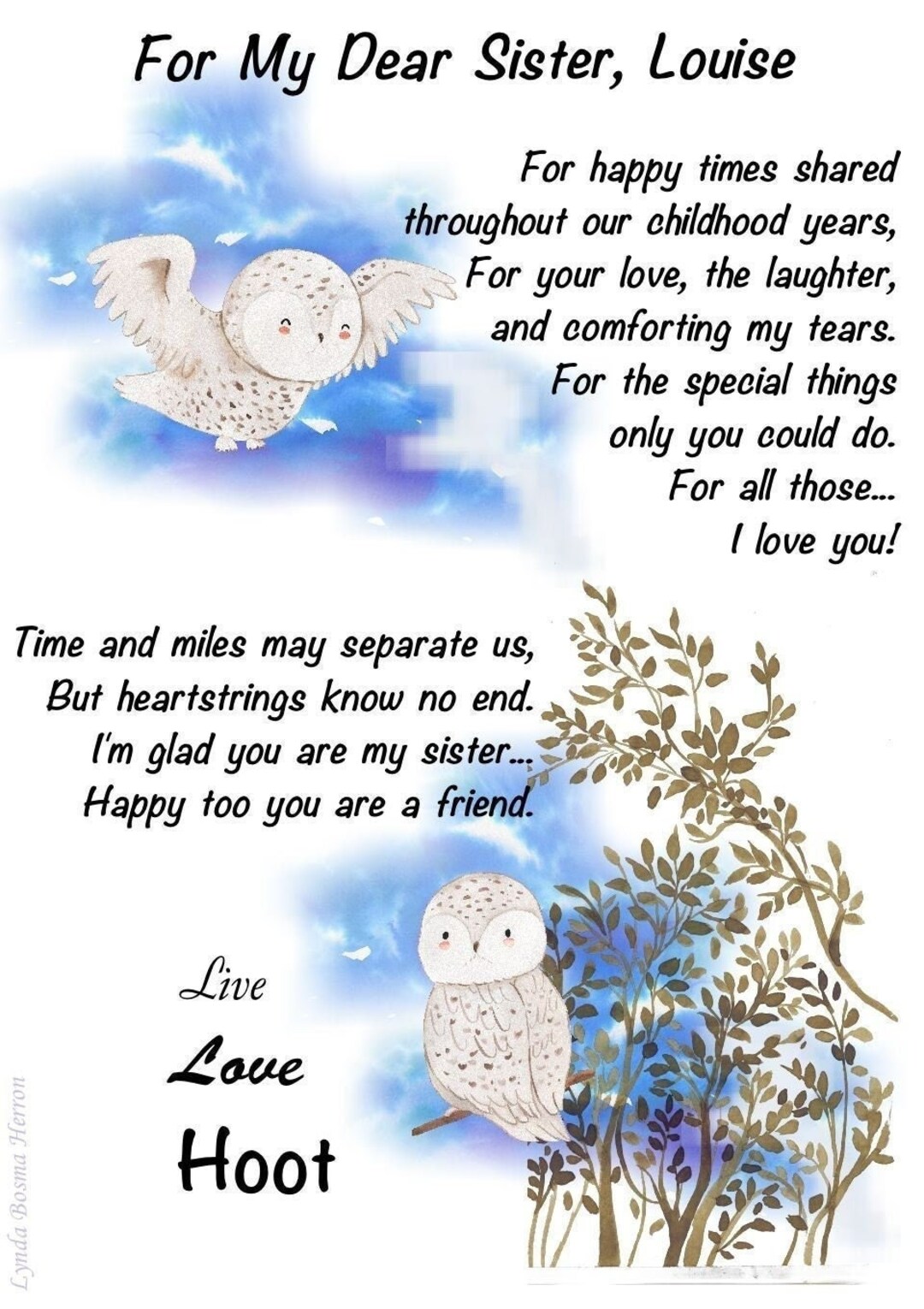 Heartstrings Know No End | Happy Birthday PERSONALIZED Sister Brother ...