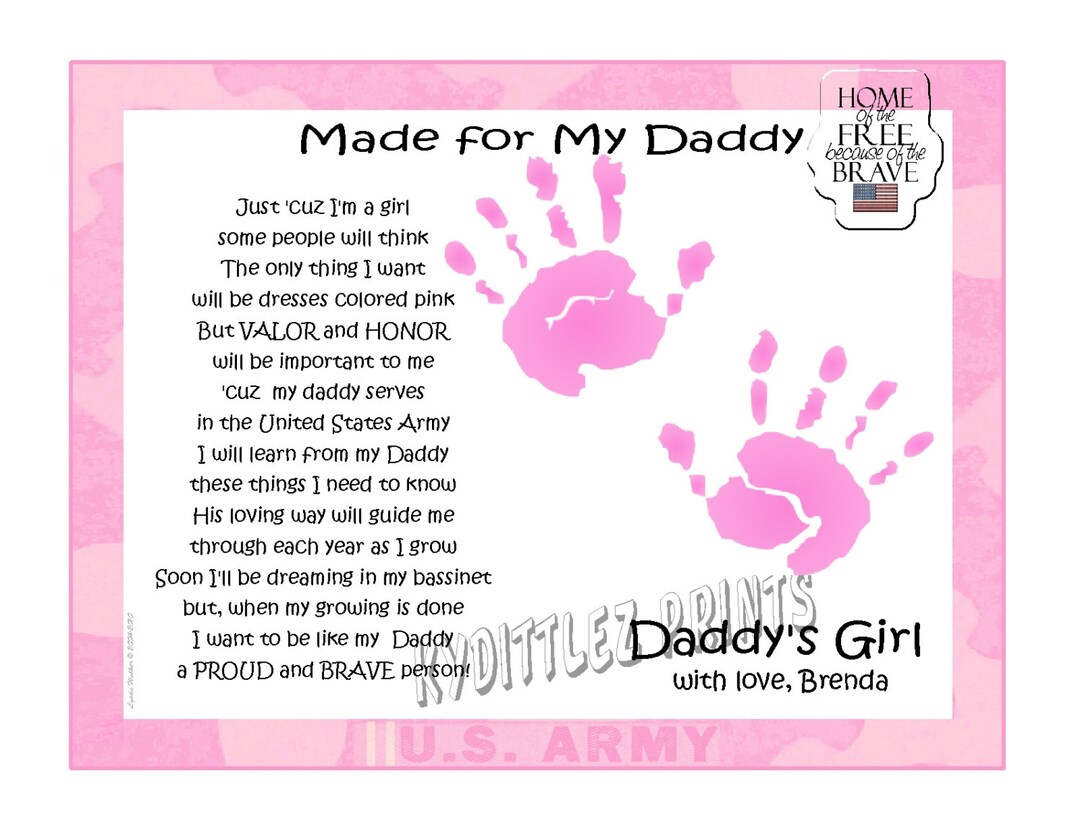 Army Daddy's My Hero Poem Baby / Child Personalized 8x10 Print ...
