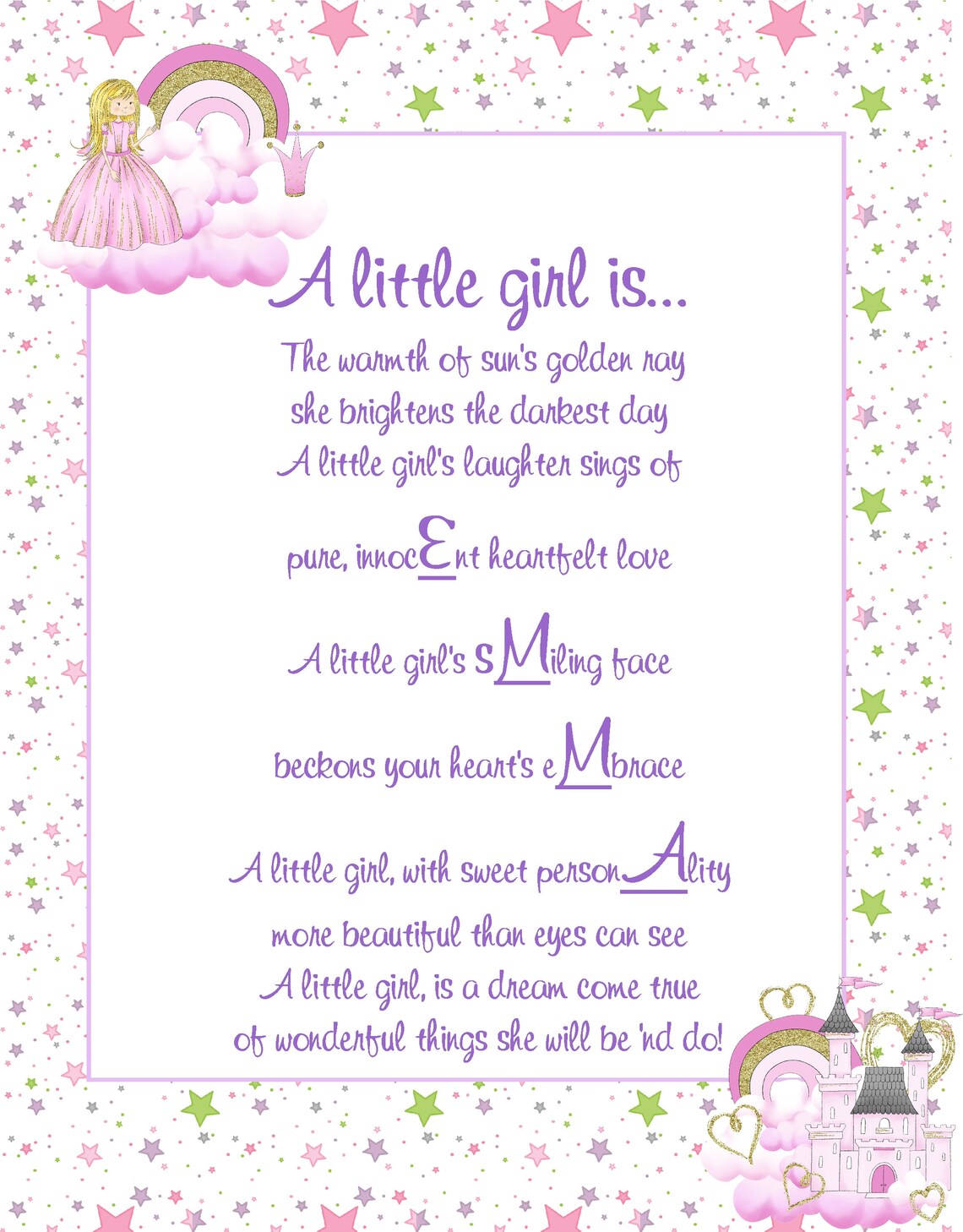 This Little Girl is | Name Poem in Rhyme | Baby Nursery Child's Room ...