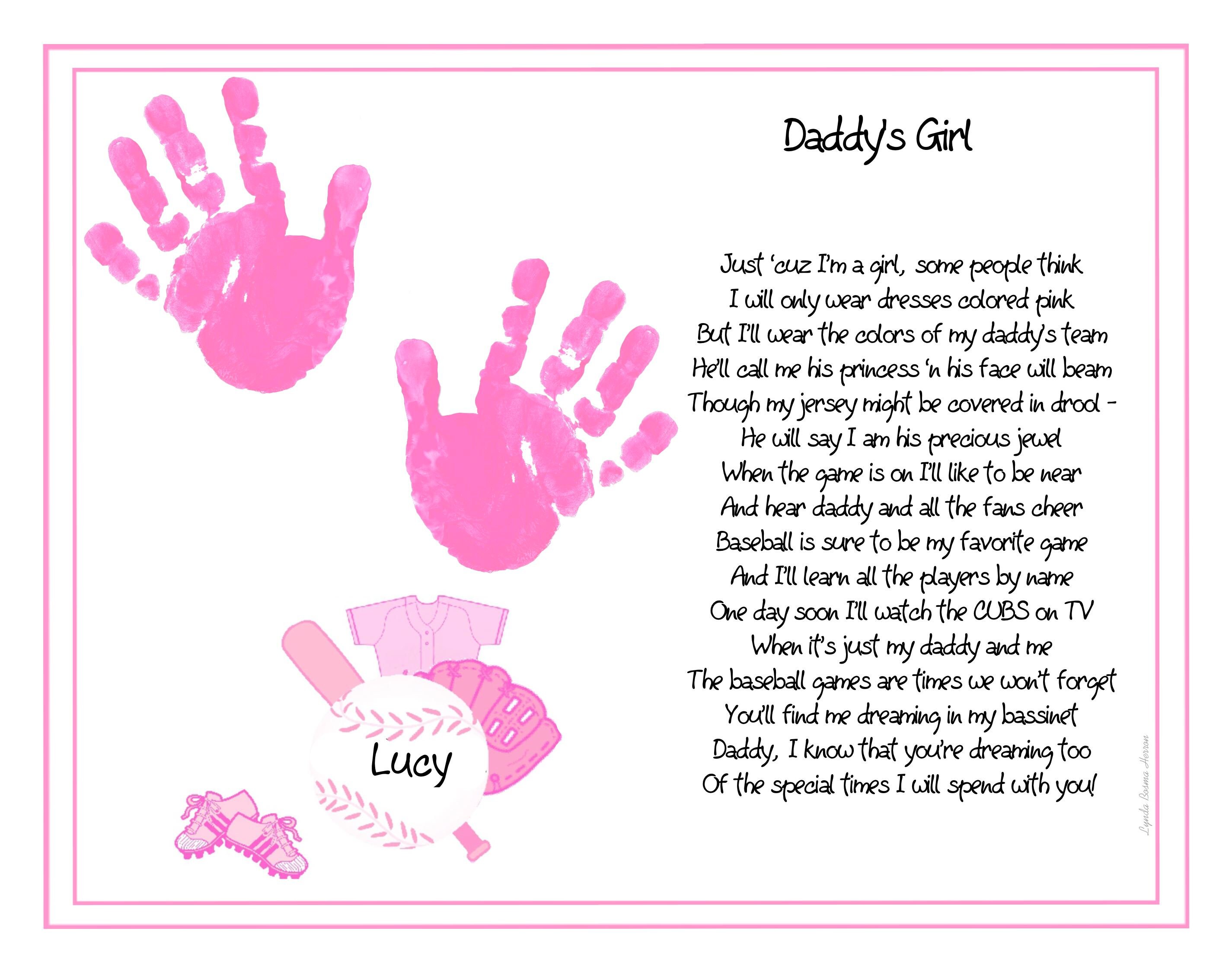 Daddy's Girl to Be Unborn Baby Handprints Expectant Baseball ...