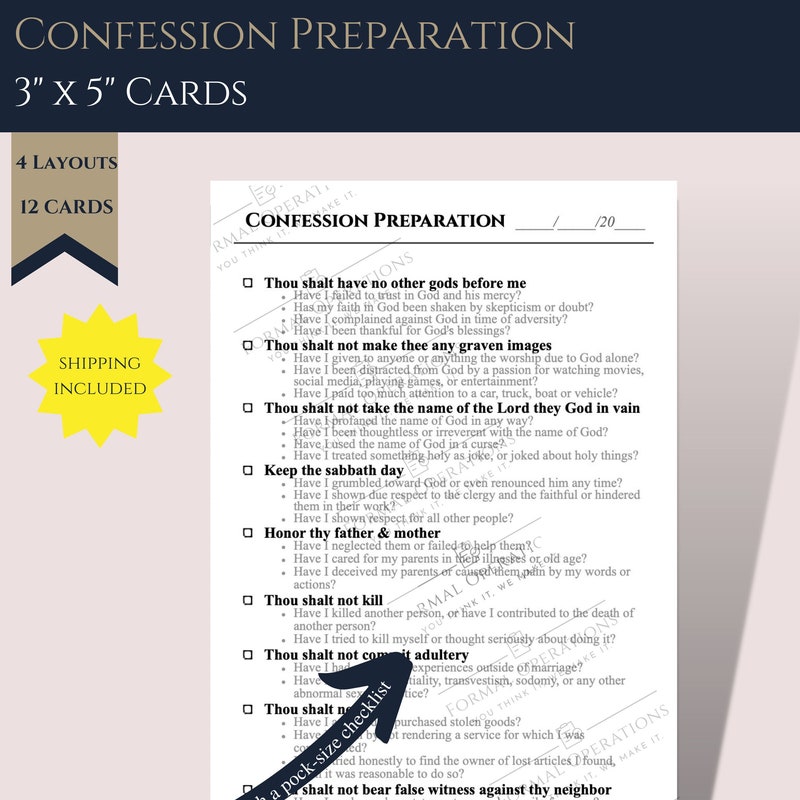 Confession Cheat Sheet - Etsy