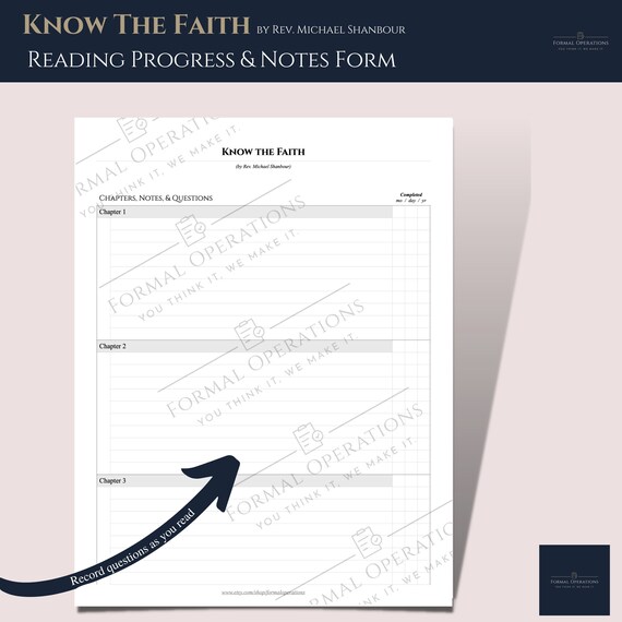 Reading Progress Record: know the Faith by Rev. - Etsy