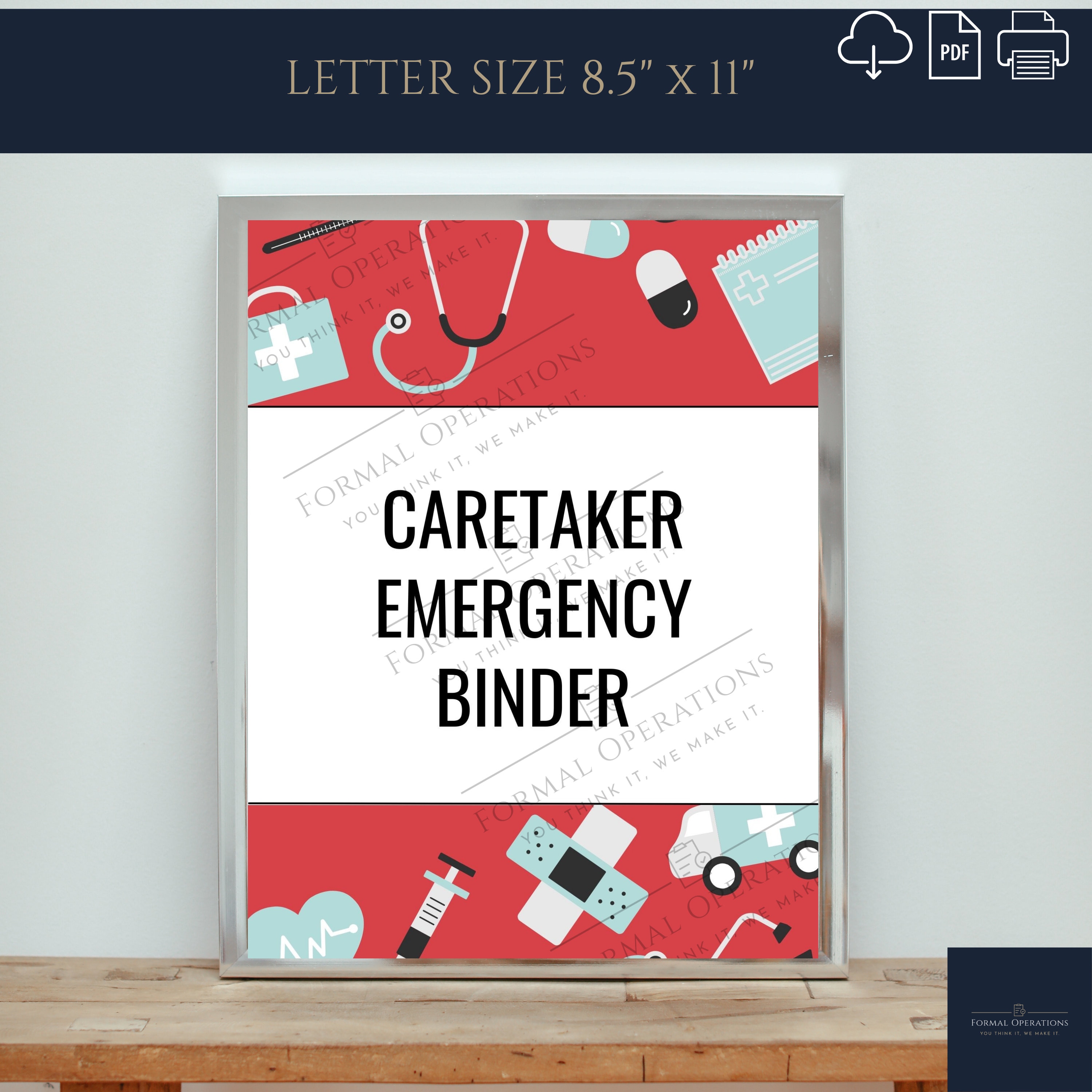 Caretaker Medical Binder Cover, Medical Information Binder Cover ...
