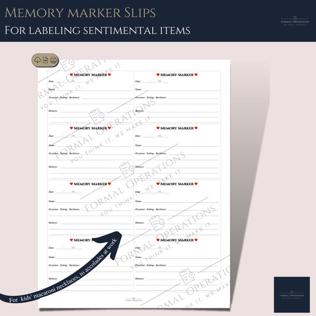 Memory Markers - Special Kids Memories Description Sheets - Memorabilia ...
