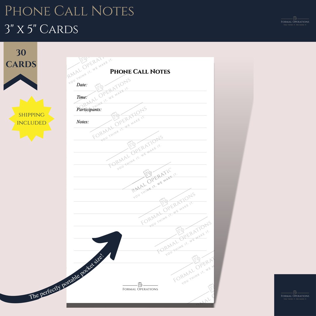 Set of 30 Phone Call Notes/to-do List Cards - Pocket-size Notes ...