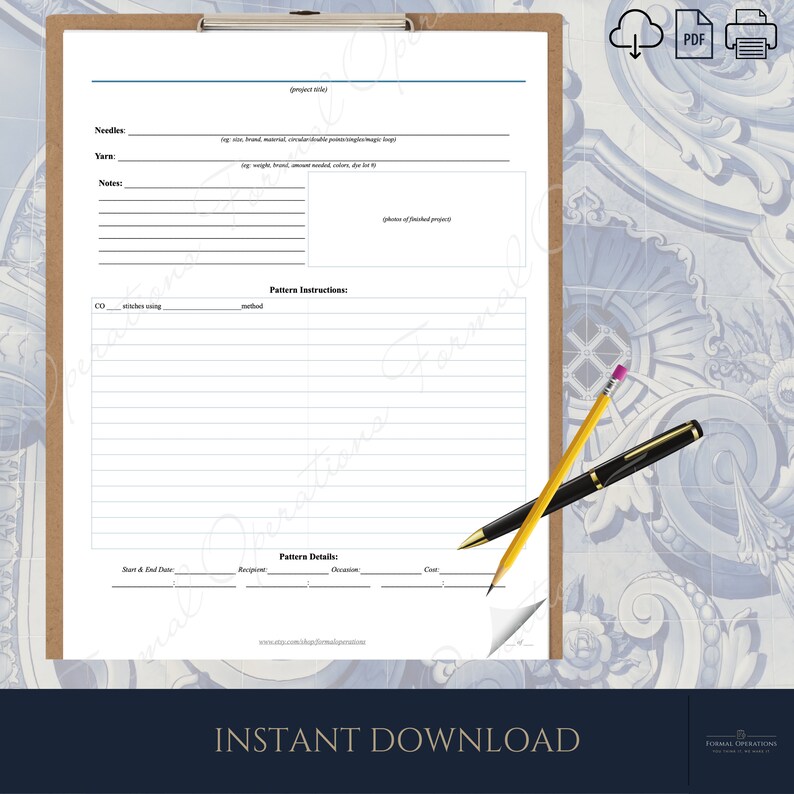 Knitting Pattern Template Knit Pattern Writer Write Down - Etsy