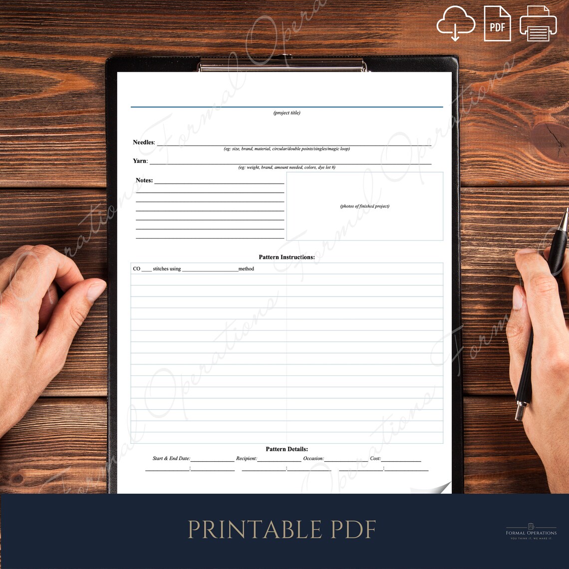 Knitting Pattern Template Knit Pattern Writer Write Down - Etsy