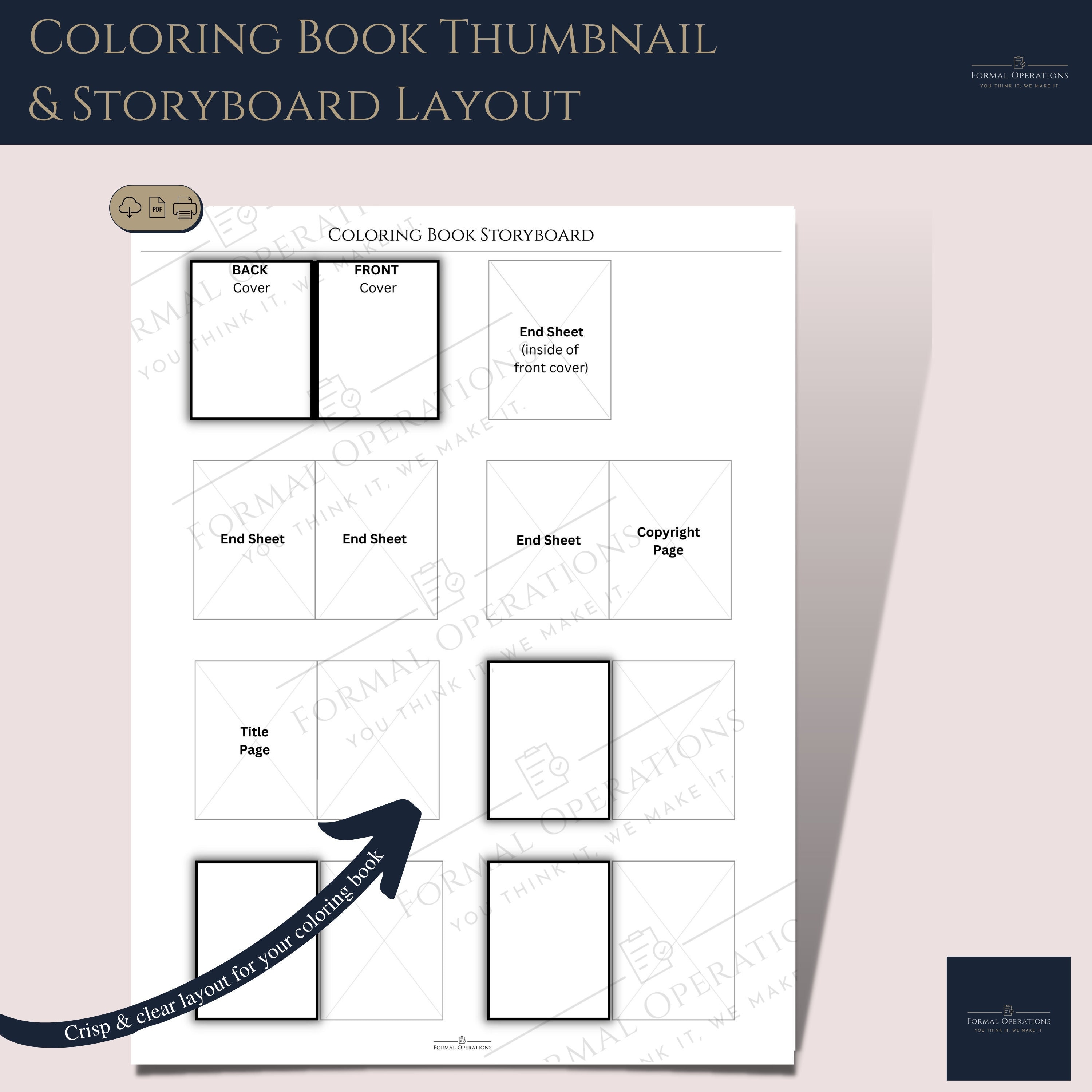 Coloring Book Layout Template - Thumbnail Sketch Template - Crisp ...