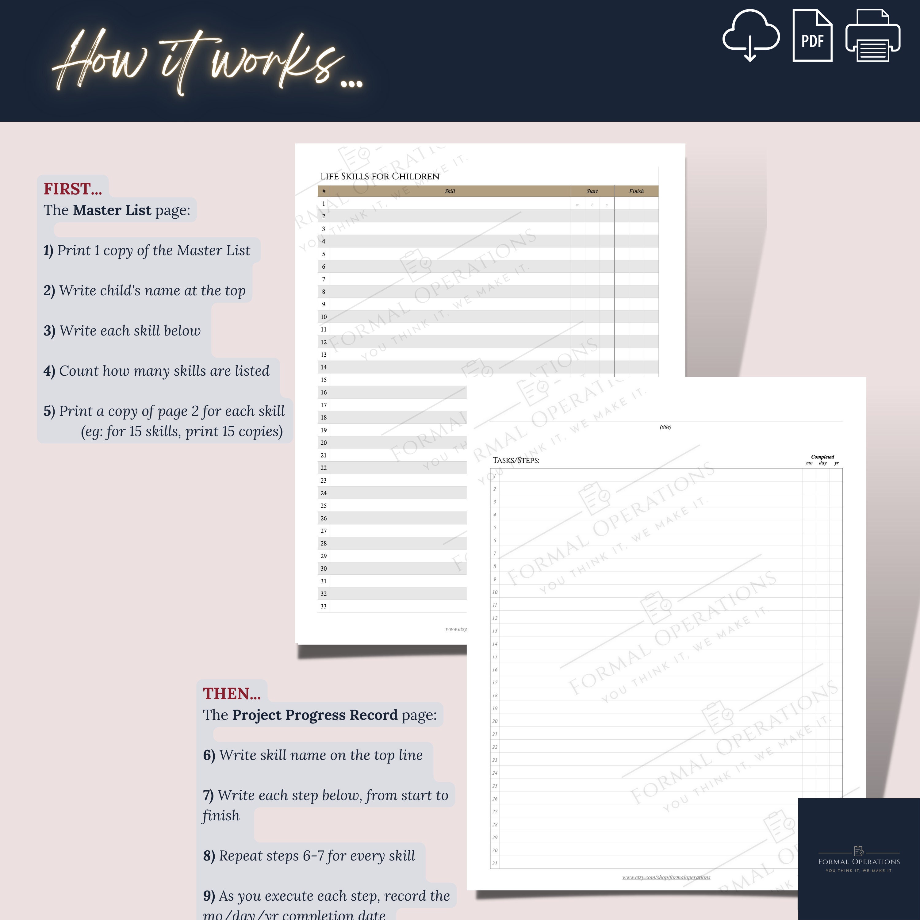 Life Skills for Children Checklist & Progress Record, Home Ec and Life ...