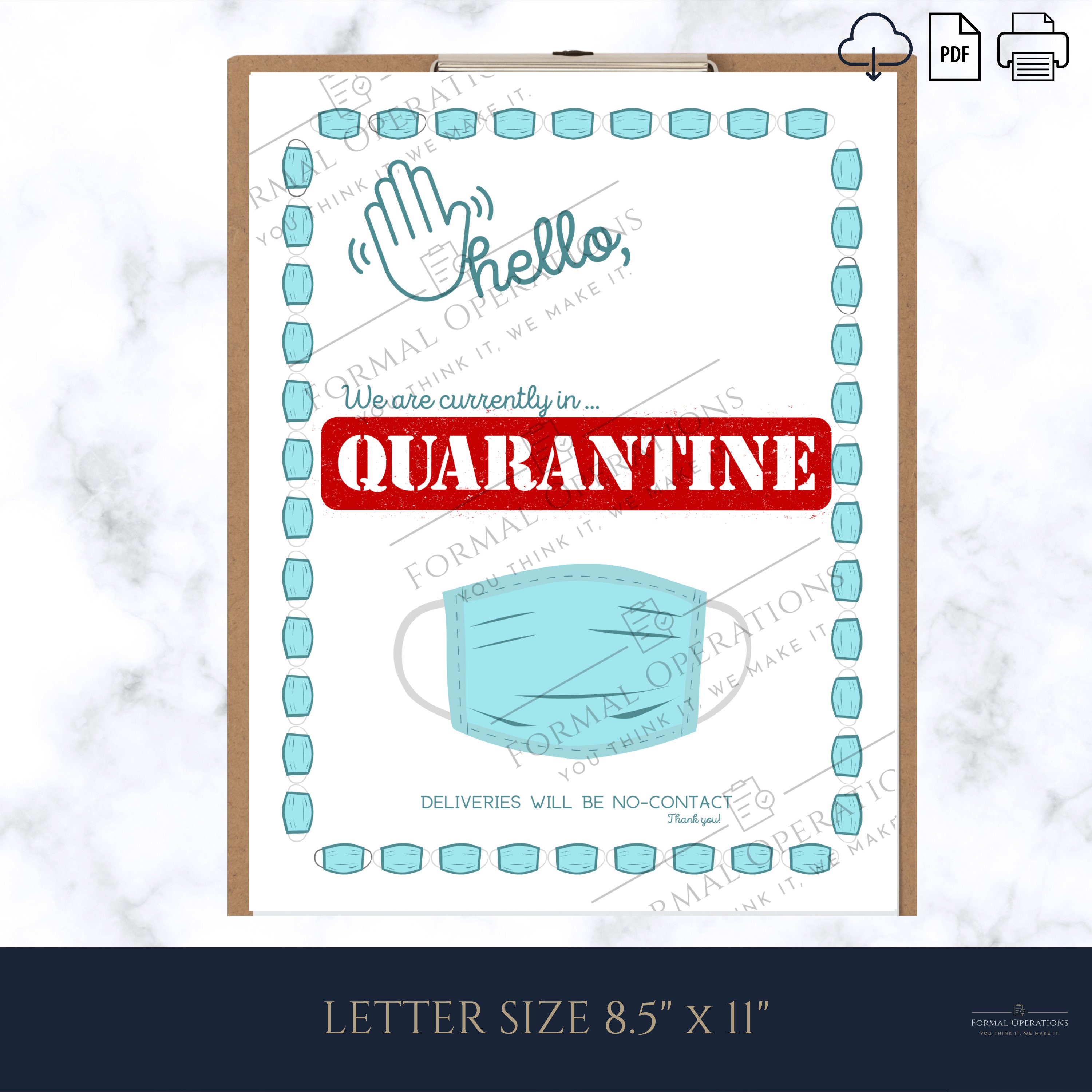 Quarantine Door Poster, Quarantine Contactless Delivery Poster ...