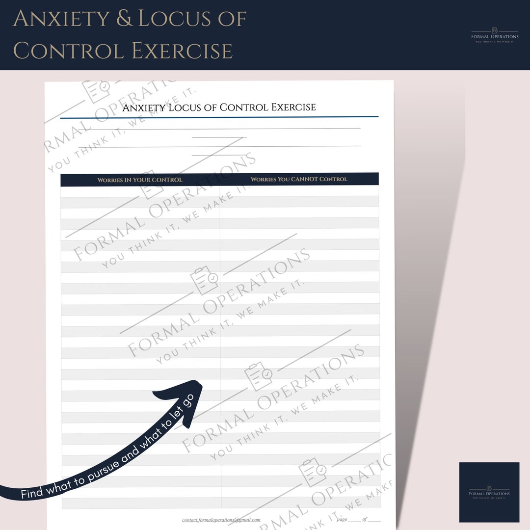 Anxiety Locus of Control Exercise - Anxiety Worksheet - ADHD - Therapy ...