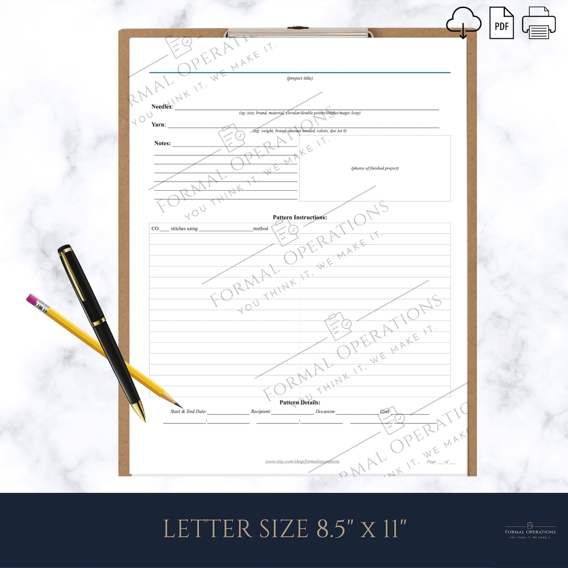 Knitting Pattern Template, Knit Pattern Writer, Write Down Knitting ...