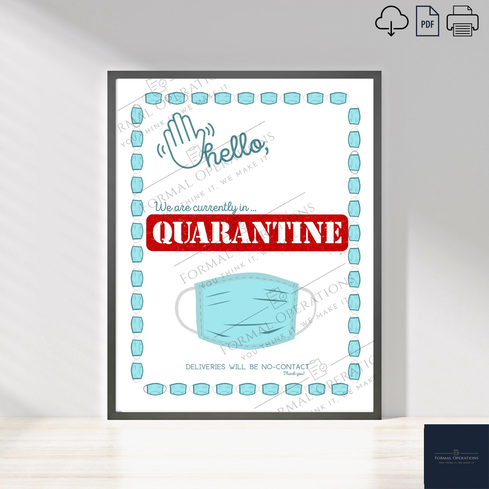 Quarantine Door Poster, Quarantine Contactless Delivery Poster ...