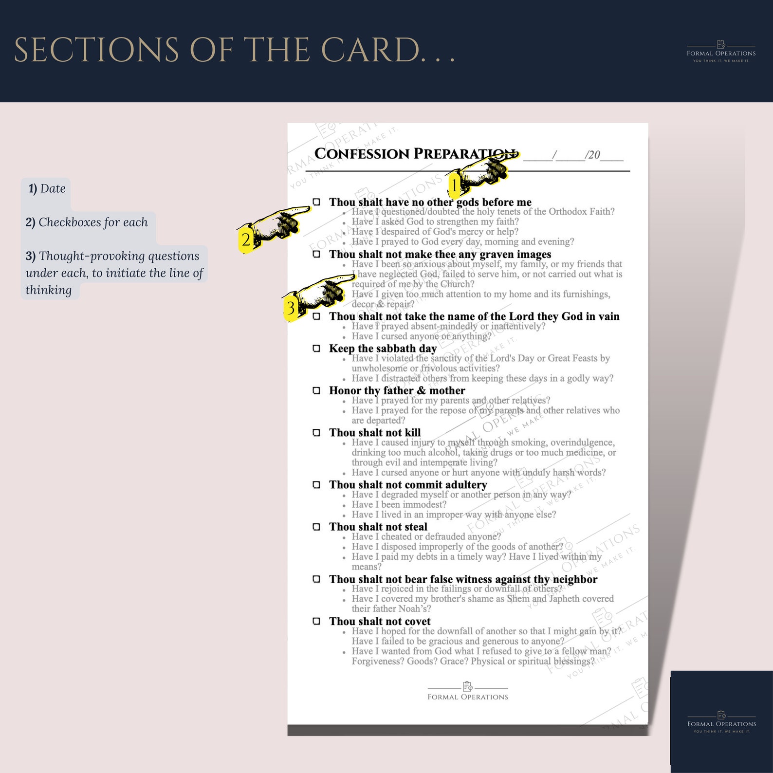 Set of 12 Confession Prep Cards - Pocket-size Confession Questions ...