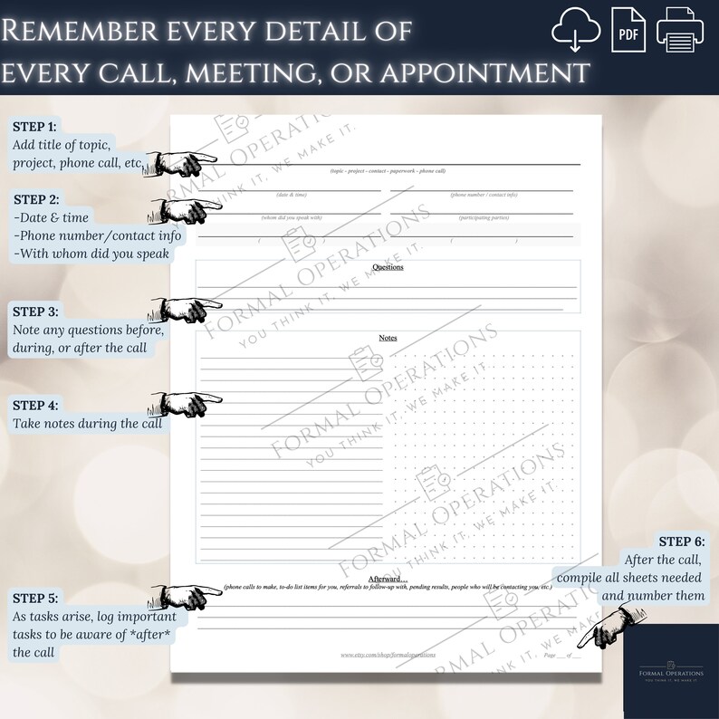 Contact Log, Phone Call Record, Meeting Notes, Contact Record Log ...