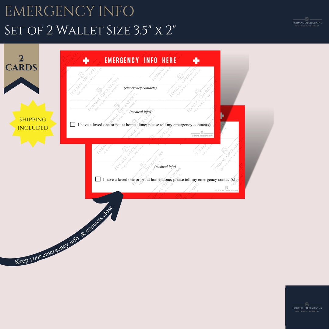 Emergency Card for Wallet, Pet Emergency Card, Emergency Wallet Card ...