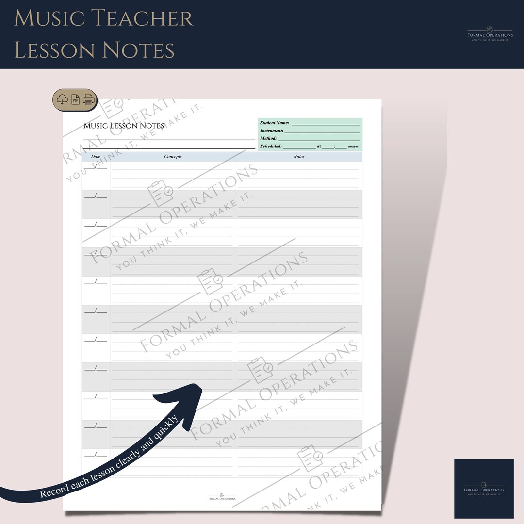 Music Teacher's Lesson Notes - Digital Music Lesson Organizer - Violin ...