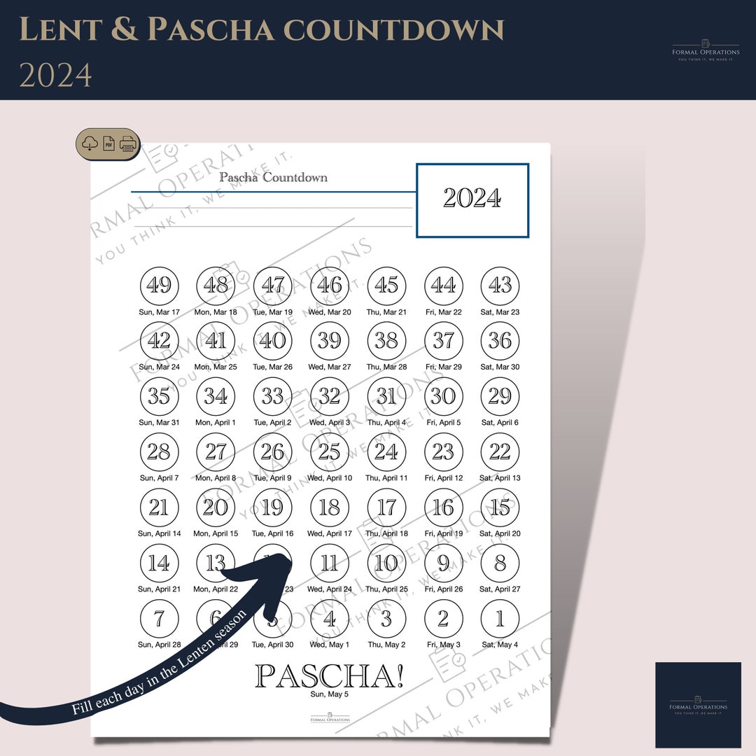 2024 Orthodox Lent & Pascha Countdown Printable, Orthodox Christian ...