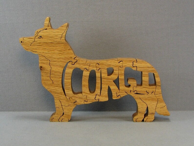 Corgi Dog 3D Jigsaw Puzzle Wood Word Art Freestanding for Shelf or Desk ...