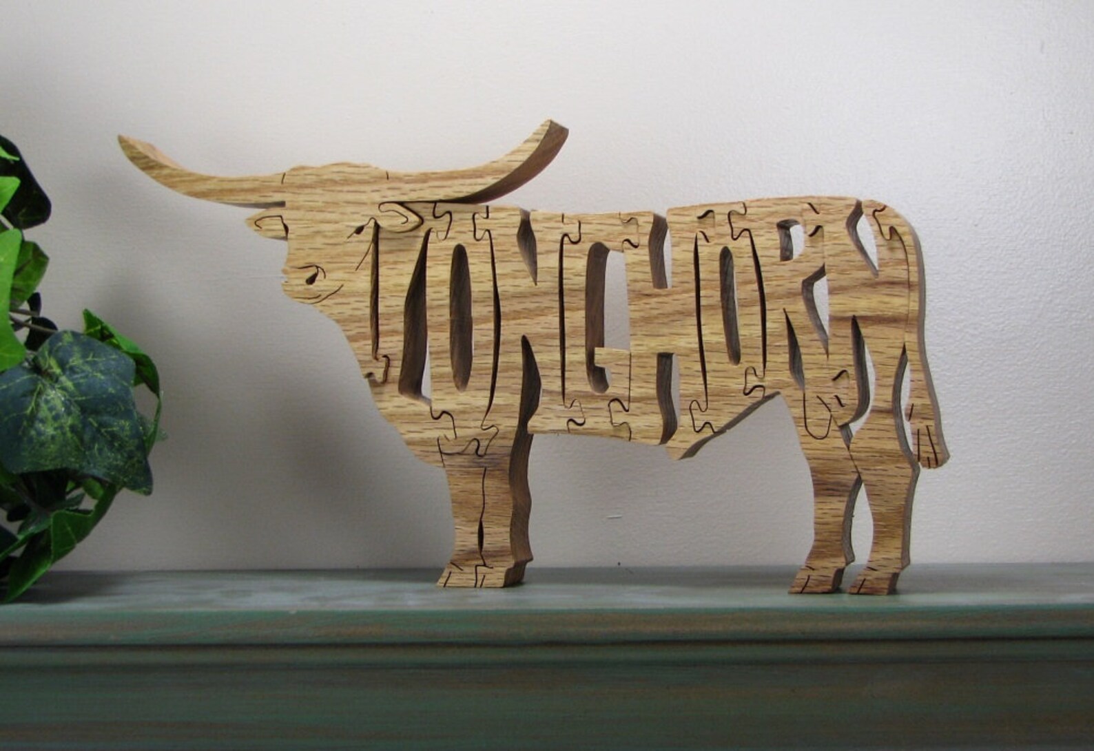 Longhorn Steer Word Art Puzzle Freestanding for Shelf or Desk Display ...