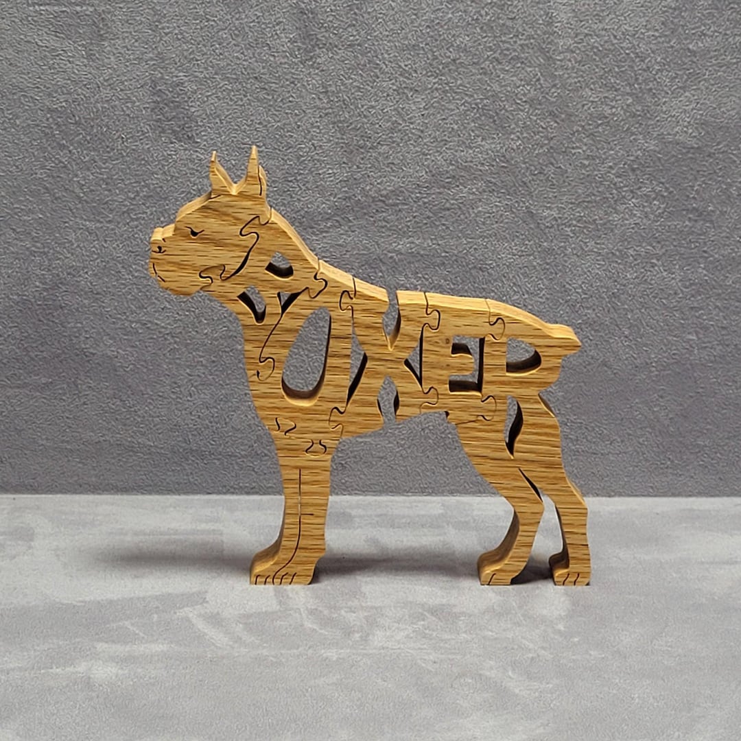 Boxer Dog Wood Word Art, Boxer Freestanding 3D Jigsaw Puzzle for Shelf ...