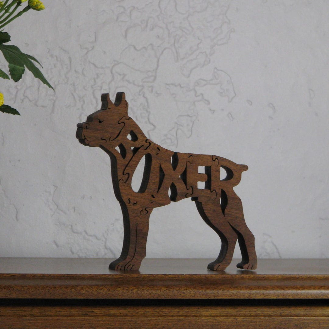 Boxer Dog Wood Word Art 3D Puzzle Freestanding for Shelf or Desk ...