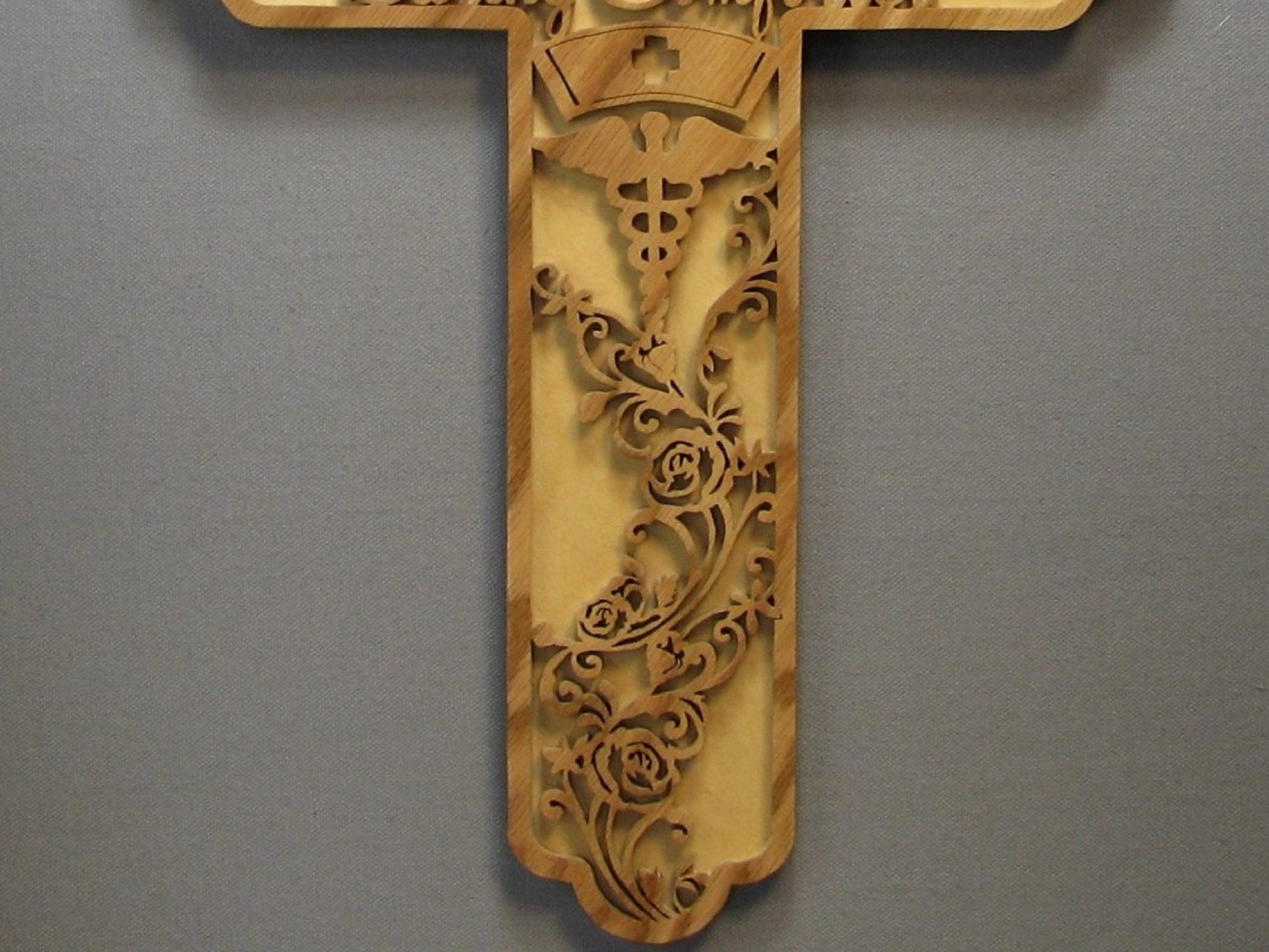 Nurse Cross With Flowers and Caduceus, Medical Professional Cross ...