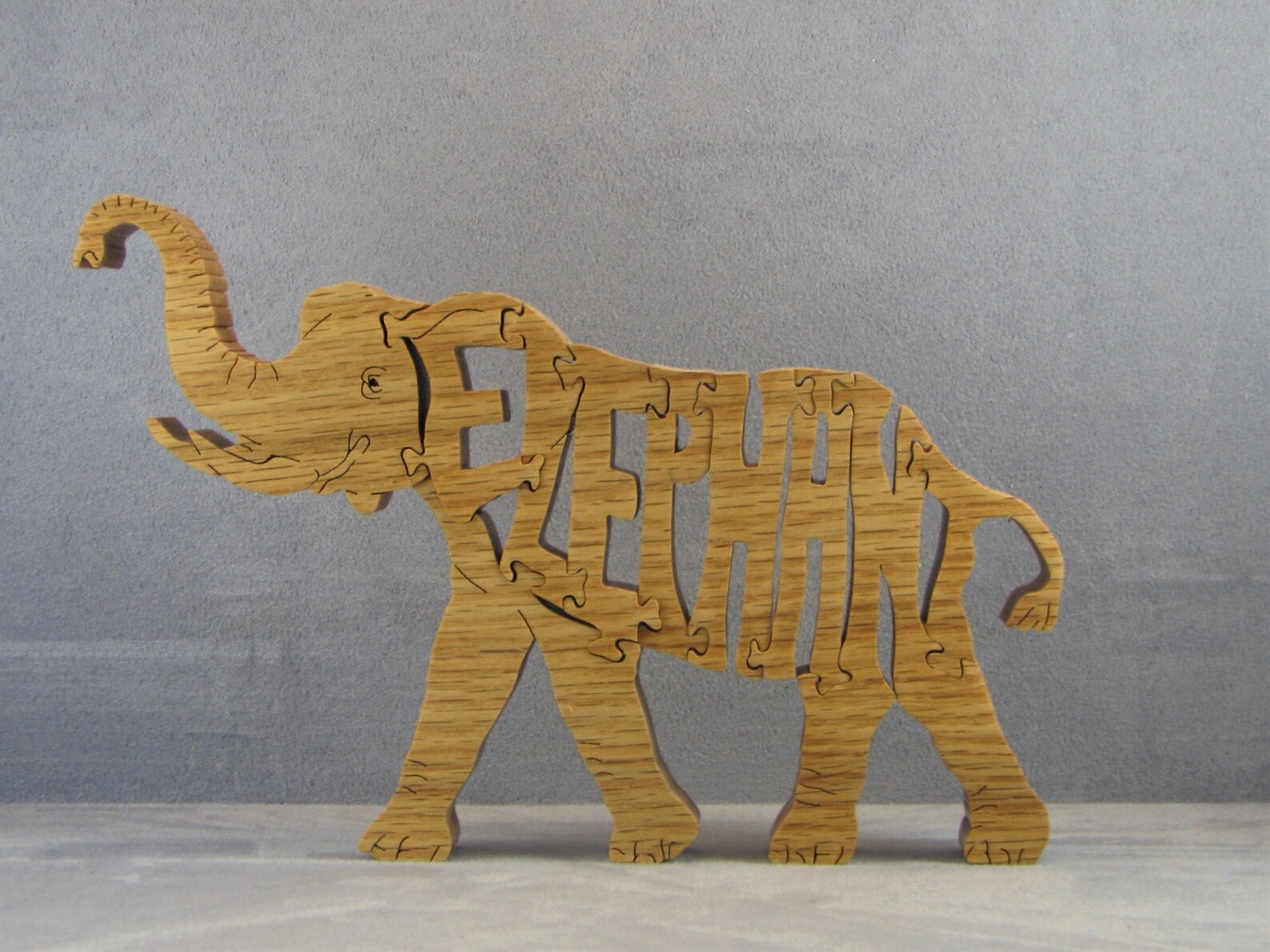 African Elephant Freestanding 3D Jigsaw Puzzle, Educational Wood Word ...