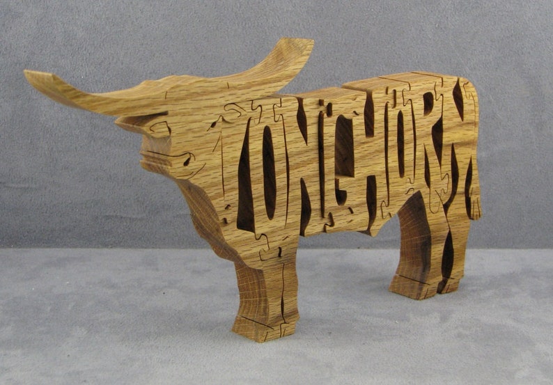 Longhorn Steer Word Art Puzzle Freestanding for Shelf or Desk - Etsy
