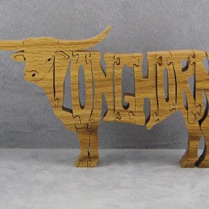 Longhorn Steer Word Art Puzzle Freestanding for Shelf or Desk Display ...