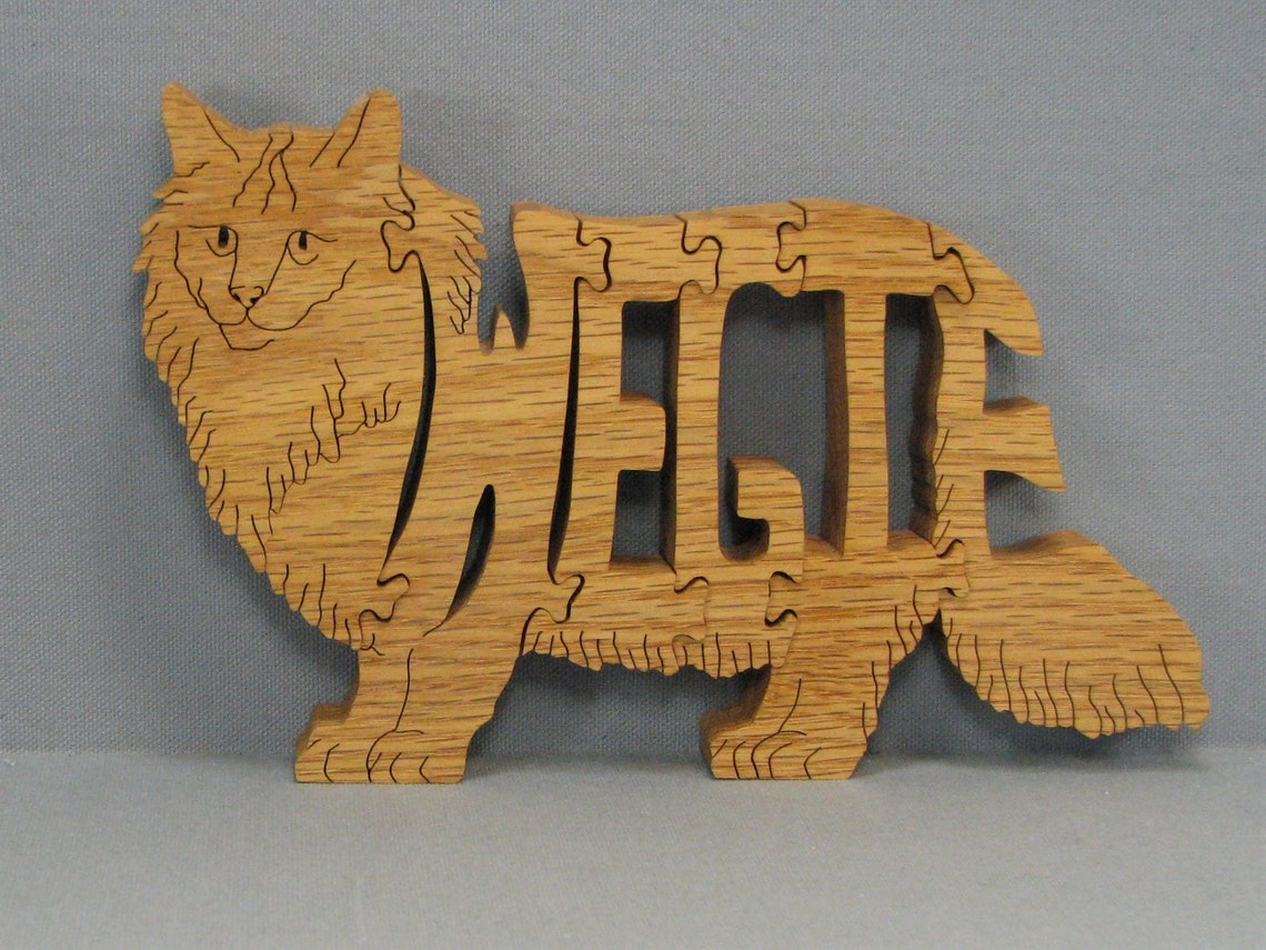 Wegie Cat Freestanding 3D Word Art Jigsaw Puzzle Norwegian Forest Cat ...