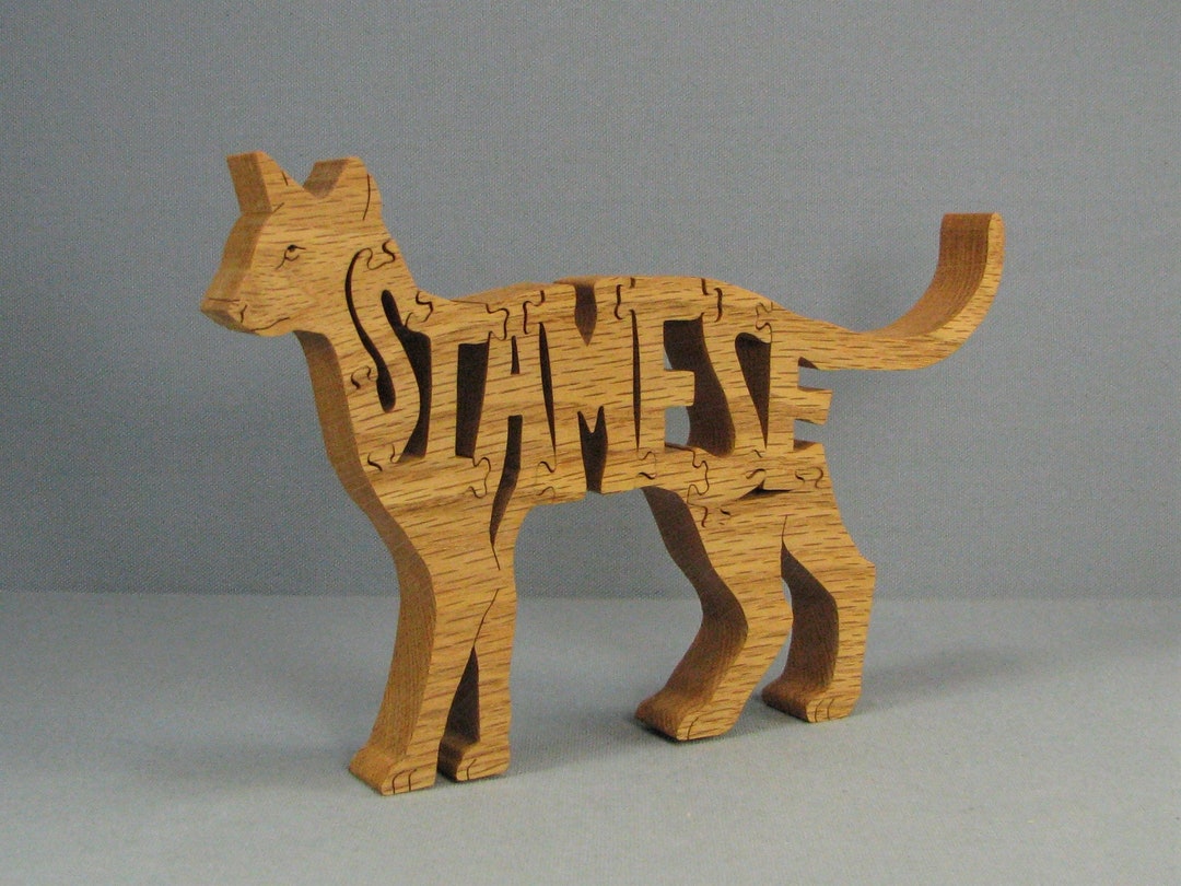 Siamese Cat Freestanding 3D Word Art Educational Jigsaw Puzzle Scroll ...