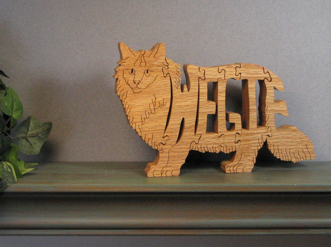 Wegie Cat Freestanding 3D Word Art Jigsaw Puzzle Norwegian Forest Cat ...