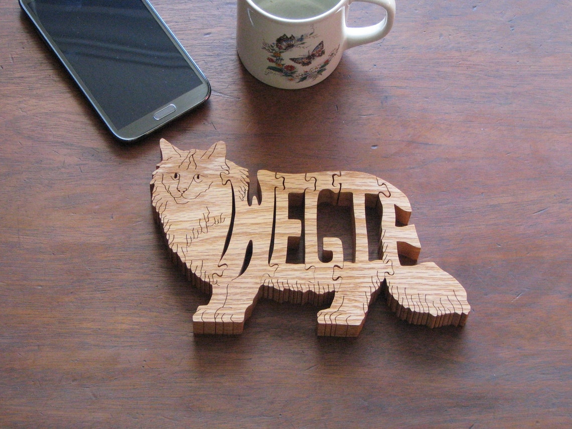 Wegie Cat Freestanding 3D Word Art Jigsaw Puzzle Norwegian Forest Cat ...