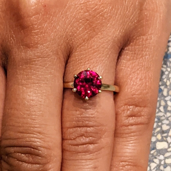Ruby Solitaire Ring - Etsy