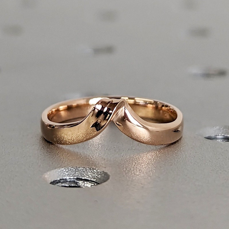 Wide Band Platinum V Ring - Etsy