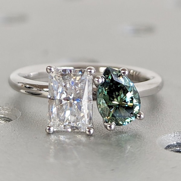 Two Stone Engagement Ring - Etsy