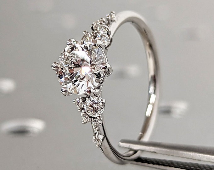 1ct Round Lab Grown Diamond 18K Yellow Gold Engagement Ring | Unique ...