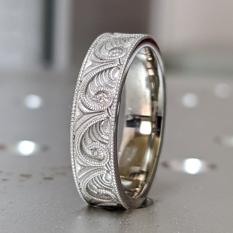 Scroll Engraved Ring - Etsy