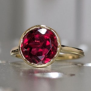 14k Rose Gold Floating Bezel Ruby Ring, Ruby Engagement Ring, Ruby ...