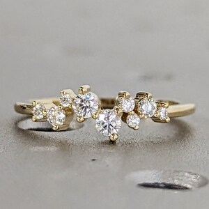 Cluster Ring in 14k Gold / Diamond Cluster Ring / Unique Diamond ...