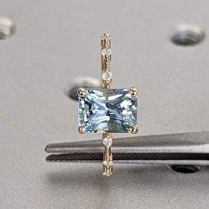 Unique Aquamarine Ring, Elegant Engagement Ring, Blue Promise Ring, 14k ...