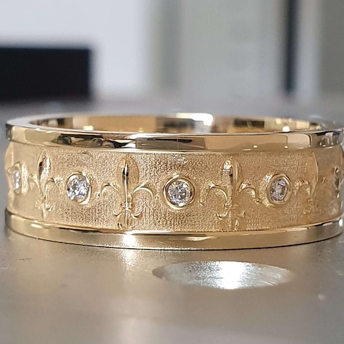 Fleur DE Lis Vintage Style Wedding Band Fleur DE Lis Ring - Etsy