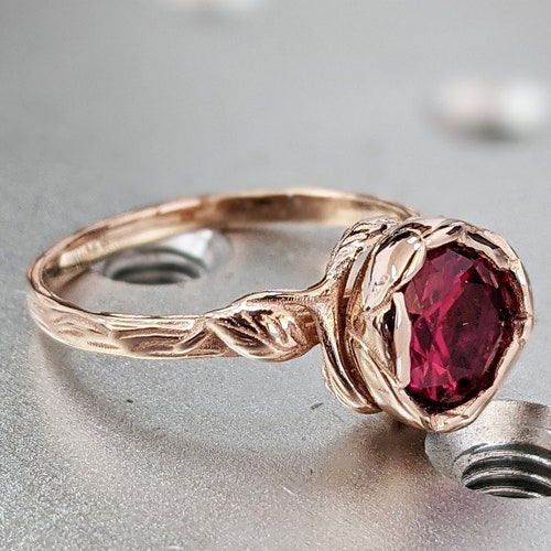Ruby Flower Ring Ruby Ring Rose Gold Ruby Ring Band Vintage - Etsy