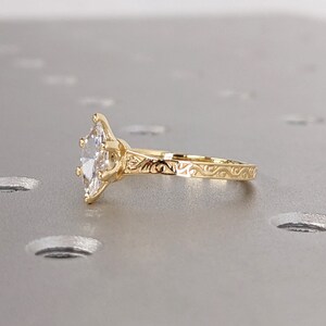 Marquise Cut Lab Diamond Ring Vintage Diamond Engagement Ring Solid ...