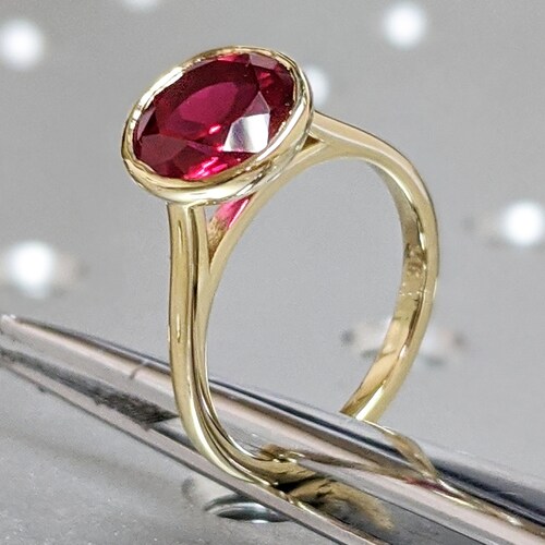 14k Rose Gold Floating Bezel Ruby Ring Ruby Engagement Ring - Etsy