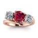 14k rose gold Doreen offset 3 stone ruby and diamond ring 1 | Etsy