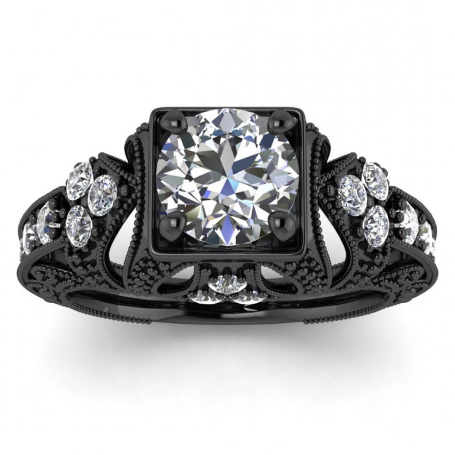 Rose Gold Engraved Moissanite Ring 1/2 Ct. Tw. Filigree | Etsy